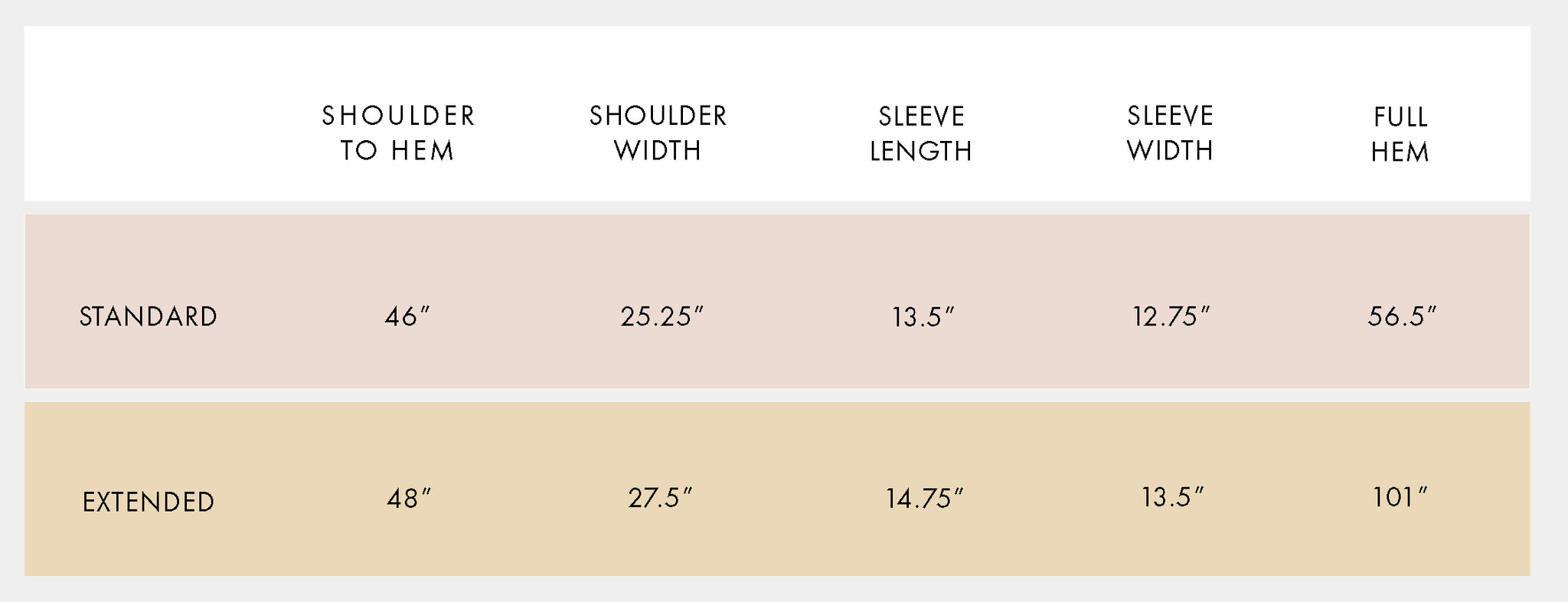 Sizing + Measurements (Adults) | Highway Robery